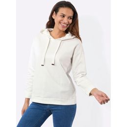 Sweatshirt Casual Looks, Damen, Gr. 40, ecru, 100% Baumwolle, unifarben, Rundhals, Sweatshirts Sweatshirt