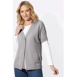 Cardigan Classic Basics, Damen, Gr. 36/38, steingrau, ecru, meliert, 100% Polyacryl, meliert, Strickjacken