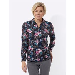 Poloshirt Classic Basics "Poloshirt", Damen, Gr. 44, bunt (marine, ros&eacute;, bedruckt), 95% Polyester, 5% Elasthan, gemustert, mehrfarbig, Shirts