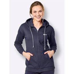 Langjacke feel good, Damen, Gr. 40/42, marine, wei&szlig;, 50% Baumwolle, 50% Polyester, unifarben, Jacken Langjacke