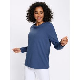 Rundhalspullover Classic Basics "Langarm-Pullover", Damen, Gr. 46, jeansblau, 100% Polyacryl, unifarben, Pullover Rundhalspullover