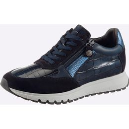 Sneaker Casual Looks, Damen, Gr. 36, blau (dunkelblau), Glattleder, Lackleder, Veloursleder, Schuhe Sneaker