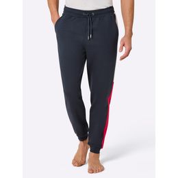 Jogginghose feel good, Herren, Gr. 48/50, Normalgr&ouml;&szlig;en, marine, dunkelrot, 60% Baumwolle, 40% Polyester, unifarben, Hosen Jogginghose