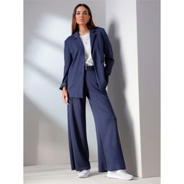 Jerseyblazer Heine "Jersey-Blazer", Damen, Gr. 38, marine, ecru nadelstreifen, 55% Viskose, 40% Polyester, 5% Elasthan, Blazer