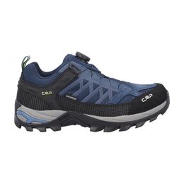 Wanderschuh CMP "RIGEL LOW FITGO TREKKING SHOES WP", Herren, Gr. 43, blau ink, gelb fluo, Leder, Synthetik, Schuhe Wanderschuh, wasserdicht