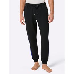 Jogginghose feel good, Herren, Gr. 24/25, Unterbauchgr&ouml;&szlig;en, schwarz, royalblau, 60% Baumwolle, 40% Polyester, unifarben, Hosen Jogginghose