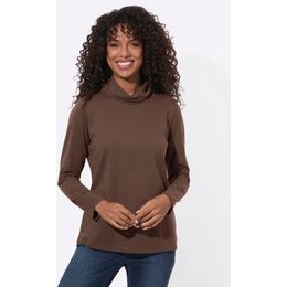 Rollkragenshirt Casual Looks "Rollkragen-Shirt", Damen, Gr. 38, schoko, 100% Baumwolle, unifarben, Shirts