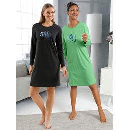 w&auml;schepur Sleepshirt W&Auml;SCHEPUR "Sleepshirts", Damen, Gr. 40/42, Normalgr&ouml;&szlig;en, apfel, schwarz, 50% Baumwolle, 50% Viskose, unifarben, Kleider Sleepshirt