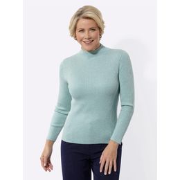 Stehkragenpullover CLASSIC "Stehkragen-Pullover", Damen, Gr. 52, mint, meliert, 39% Viskose, 33% Polyester, 20% Polyamid, 8% metallisierte Fasern, meliert, Pullover Stehkragenpullover