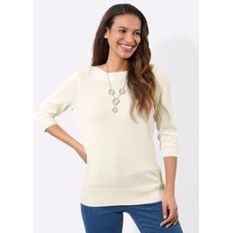3/4 Arm-Pullover Casual Looks "3/4-Arm-Pullover", Damen, Gr. 40, ecru, 100% Baumwolle, unifarben, Pullover