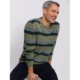 Rundhalspullover CLASSIC "Pullover", Herren, Gr. 50, khaki, marine, gemustert, 100% Polyacryl, gemustert, gestreift, mehrfarbig, Pullover Rundhalspullover