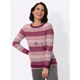 Rundhalspullover Casual Looks "Pullover", Damen, Gr. 36, malve, hortensie, gemustert, 70% Polyacryl, 30% Baumwolle, gemustert, mehrfarbig, Pullover Rundhalspullover
