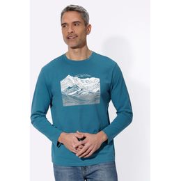 Langarmshirt CLASSIC "Freizeitshirt", Herren, Gr. 48/50, topas, 100% Baumwolle, gemustert, mehrfarbig, Rundhals, Shirts Langarmshirt