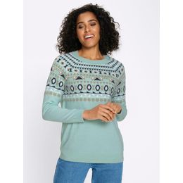 Norwegerpullover Classic Basics "Pullover", Damen, Gr. 46, mint, ecru, gemustert, 100% Polyacryl, gemustert, mehrfarbig, Pullover Norwegerpullover