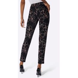 CR&Eacute;ATION L B&uuml;gelfaltenhose CREATION L, Damen, Gr. 50, Normalgr&ouml;&szlig;en, schwarz, burgund, gemustert, 70% Viskose, 30% Lyocell, unifarben, Hosen