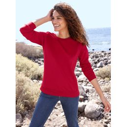 Sweatshirt Casual Looks, Damen, Gr. 52, rot, 100% Baumwolle, unifarben, Rundhals, Sweatshirts Sweatshirt