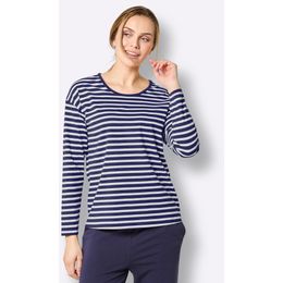 Langarmshirt "Shirt", Damen, Gr. 36/38, marine, wei&szlig;, geringelt, 100% Baumwolle, gemustert, gestreift, Shirts Langarmshirt