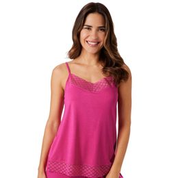 Achselhemd, Damen, Gr. 40/42, 1 Stk., Normalgr&ouml;&szlig;en, pink (fuchsia), 95% Modal, 5% Elasthan, Spitze:9% Elasthan, 91% Polyamid, V-Ausschnitt, Unterhemden