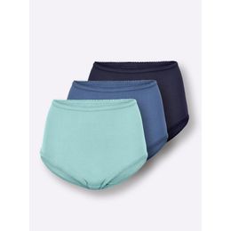 w&auml;schepur Taillenslip W&Auml;SCHEPUR, Damen, Gr. 40, 3 Stk., bunt (marine, jeansblau, mint), 100% Baumwolle, Unterhosen Taillenslip