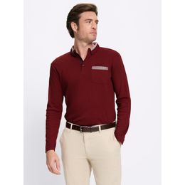 Langarmshirt Marco Donati "Langarm-Shirt", Herren, Gr. 44/46, dunkelrot, 100% Baumwolle, gemustert, kariert, unifarben, Shirts Langarmshirt