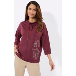 Sweatshirt Inspirationen, Damen, Gr. 40, bordeaux, 50% Modal, 44% Polyester, 6% Elasthan, gemustert, unifarben, Sweatshirts Sweatshirt