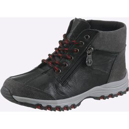 Stiefelette Casual Looks, Damen, Gr. 36, schwarz, Glattleder, Veloursleder, Schuhe Stiefelette
