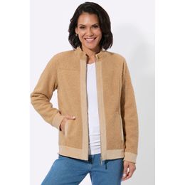 Boucl&egrave;jacke Casual Looks, Damen, Gr. 36, camel, 98% Polyester, 2% Elasthan, unifarben, Jacken