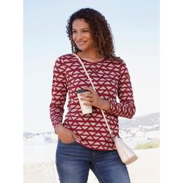 Langarmshirt Casual Looks "Ringelshirt", Damen, Gr. 36, bordeaux, sand, geringelt, 95% Baumwolle, 5% Elasthan, gemustert, mehrfarbig, Rundhals, Shirts Langarmshirt