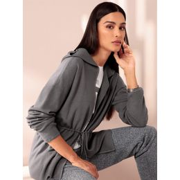 Strickjacke Heine, Damen, Gr. 34, anthrazit, meliert, 50% Viskose, 28% Polyester, 22% Polyamid, unifarben, Strickjacken Strickjacke