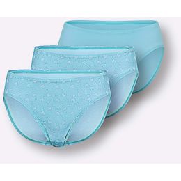 w&auml;schepur Jazz-Pants Slips W&Auml;SCHEPUR, Damen, Gr. 36, 3 Stk., 2x mint, wei&szlig;, bedruckt, 1x mint, 82% Polyamid, 18% Elasthan, Unterhosen
