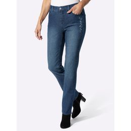 Bequeme Jeans Classic Basics, Damen, Gr. 38, Normalgr&ouml;&szlig;en, blau (blau, stone, washed), 81% Baumwolle, 17% Polyester, 2% Elasthan, unifarben, lang, Jeans