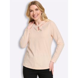 Langarmshirt "Langarm-Shirt", Damen, Gr. 48, elfenbein, 100% Baumwolle, unifarben, asymmetrischer Ausschnitt, Shirts Langarmshirt