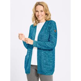 Strickjacke Classic Basics, Damen, Gr. 46, blau (topas, meliert), 100% Polyacryl, gemustert, mehrfarbig, meliert, Strickjacken Strickjacke