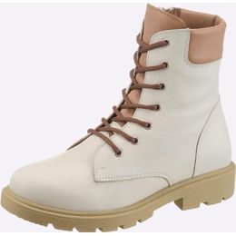 Schn&uuml;rstiefelette Andrea Conti, Damen, Gr. 36, beige (creme), Glattleder, Leder, Rindsleder, Schuhe Schn&uuml;rstiefelette