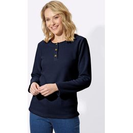 Fleeceshirt Classic Basics "Fleece-Shirt", Damen, Gr. 44, marine, 100% Polyester, unifarben, Rundhals, Shirts