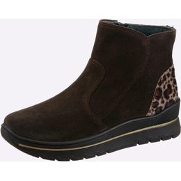 Stiefelette Heine, Damen, Gr. 35, dunkelbraun, leo, Leder, Rindsleder, Veloursleder, Schuhe Stiefelette