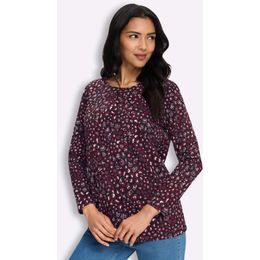 Longshirt Classic Basics "Longshirt", Damen, Gr. 38, schwarz, bordeaux, bedruckt, 100% Baumwolle, gemustert, mehrfarbig, Rundhals, Shirts Longshirt