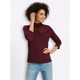 3/4-Arm-Shirt Heine "Shirt", Damen, Gr. 34, rot (burgund), 95% Baumwolle, 5% Elasthan, unifarben, Shirts 3/4-Arm-Shirt