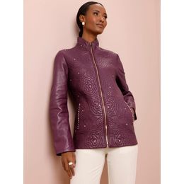 Lederjacke Mainpol, Damen, Gr. 36, bordeaux, 100% Lammnappaleder, unifarben, Jacken