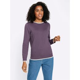 Strickpullover Classic Basics "Langarm-Pullover", Damen, Gr. 38, feige, ecru, 100% Baumwolle, unifarben, Pullover Strickpullover