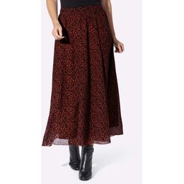 Webrock Heine, Damen, Gr. 40, rosenholz, rotbraun, bedruckt, 100% Polyester, bedruckt, gemustert, mehrfarbig, lang, R&ouml;cke
