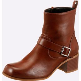 Stiefelette Heine, Damen, Gr. 36, cognac, Synthetik, Schuhe Stiefelette