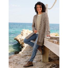 Strickjacke Heine, Damen, Gr. 44, taupe, papaya, meliert, 71% Polyester, 15% Polyacryl, 9% Polyamid, 5% Wolle, unifarben, Strickjacken Strickjacke