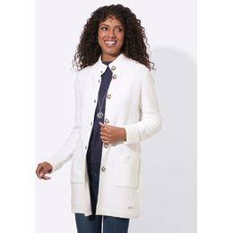 Strickjacke Casual Looks, Damen, Gr. 42, wei&szlig; (ecru), 50% Viskose, 28% Polyester, 22% Polyamid, unifarben, Strickjacken Strickjacke