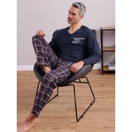 w&auml;schepur Pyjamaoberteil W&Auml;SCHEPUR "Schlafanzug-Shirt", Herren, Gr. 48/50, marine, 100% Baumwolle, unifarben, Shirts