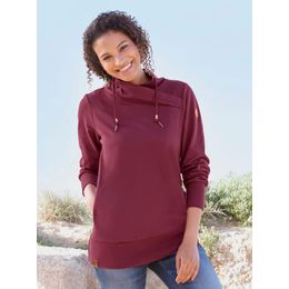 Sweatshirt Casual Looks, Damen, Gr. 36, bordeaux, 100% Baumwolle, unifarben, Sweatshirts Sweatshirt