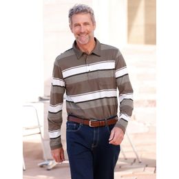 Langarmshirt Marco Donati "Langarm-Shirt", Herren, Gr. 48/50, dunkeltaupe, gestreift, 100% Baumwolle, gemustert, gestreift, Shirts Langarmshirt