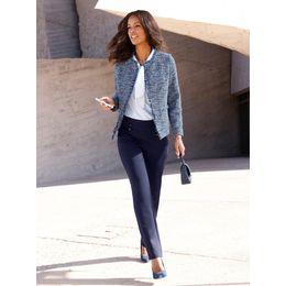 Jackenblazer Lady "Boucl&eacute;-Blazer", Damen, Gr. 44, marine, eisblau, meliert, 60% Polyester, 40% Baumwolle, Blazer