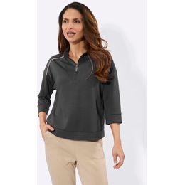 Sweatshirt Inspirationen, Damen, Gr. 52, graphit, 50% Modal, 44% Polyester, 6% Elasthan, unifarben, Sweatshirts Sweatshirt