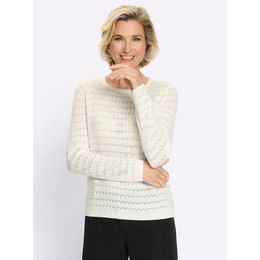 Strickpullover Classic Basics "Rundhals-Pullover", Damen, Gr. 38, ecru, 100% Polyacryl, unifarben, Pullover Strickpullover
